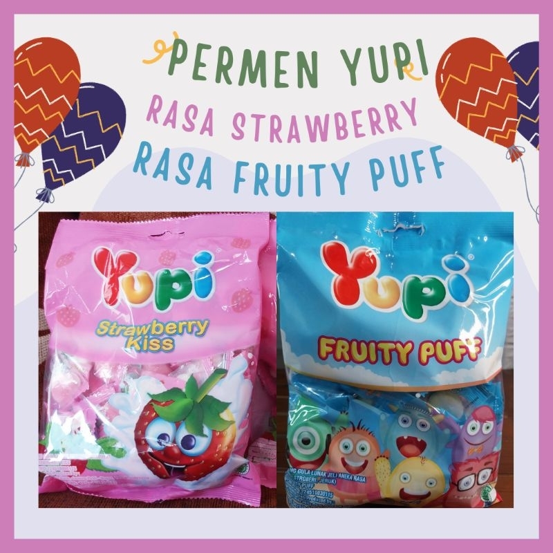 Jual Permen YUPI Rasa Strawberry Kiss, Mango Juice Dan Fruity Puff 120 ...