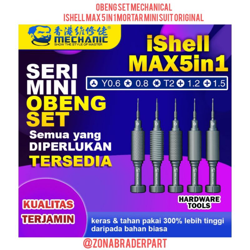 Jual OBENG SET MECHANICAL ISHELL MAX 5 IN 1 MORTAR MINI SUIT ORIGINAL | Shopee Indonesia