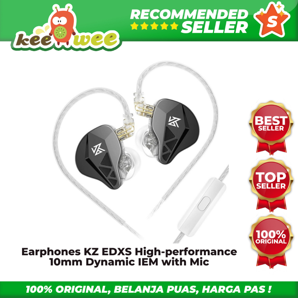 Jual Earphones KZ EDXS High-performance 10mm Dynamic IEM with Mic | Shopee Indonesia
