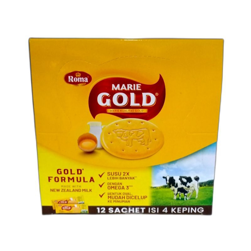 Jual ROMA BISKUIT MARIE GOLD DOUBLE MILK 1 BOX ISI 12SACHET | Shopee ...