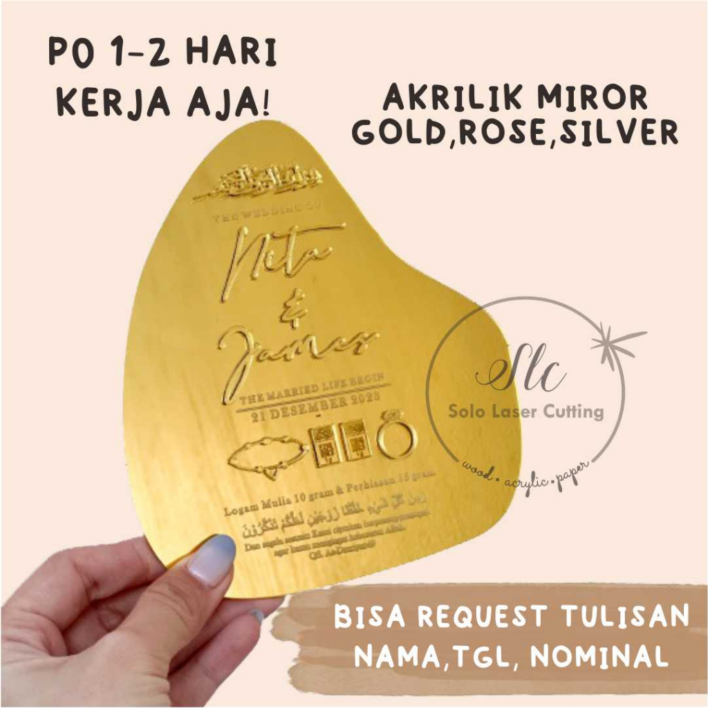Jual Acrylic Brush Miror Gold Mahar-Dekorasi Hias Mahar Nikah akrilik ...