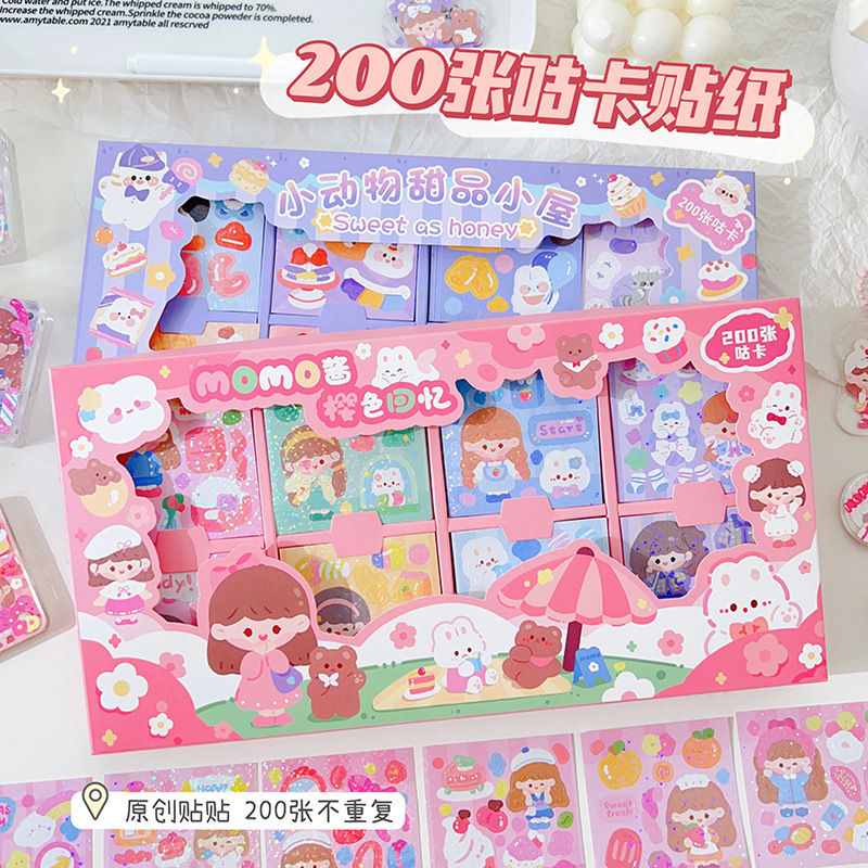 Jual 1 B0X [ ISI 100PCS ] Sticker Momo Lucu Aesthetic Korea Glitter ...