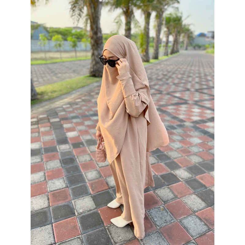 Jual HAWA 3 IN 1 SET (ABAYA + FRENCH KHIMAR + FREE CADAR TALI) - ABAYA ...