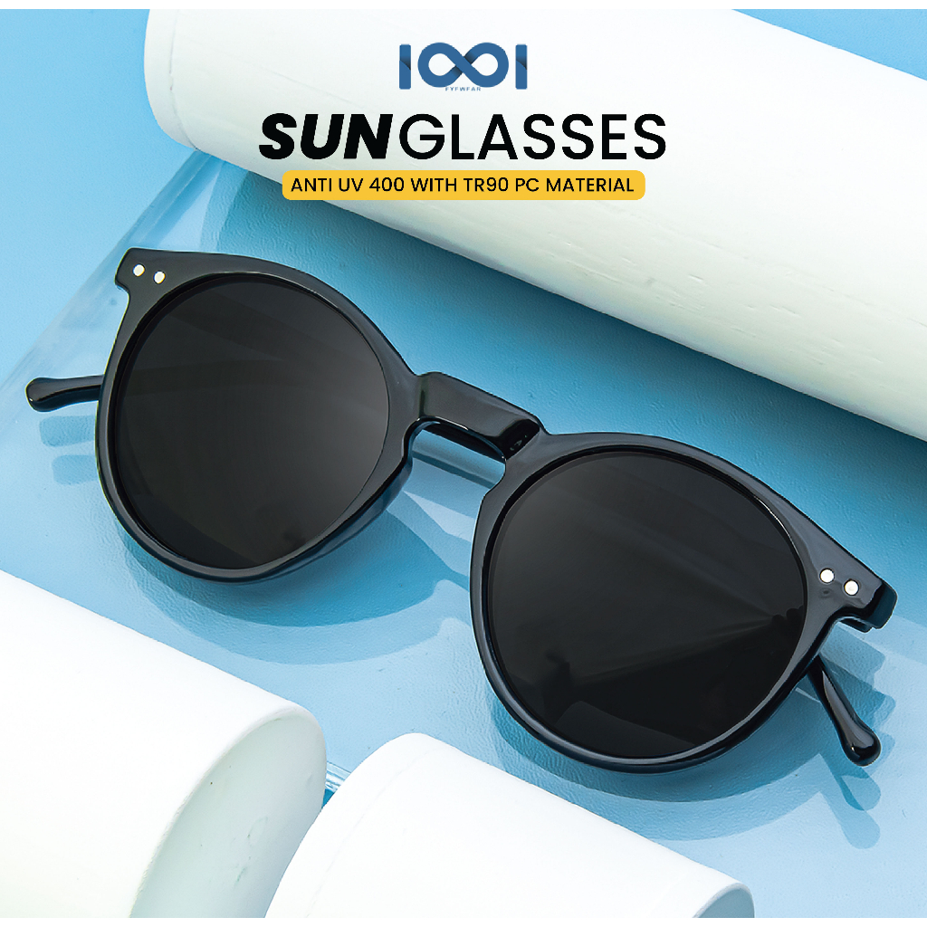 Jual IOOI Eyewear - Kacamata Bulat Hitam Sunglasses PC TR 90 Anti UV Pria/Wanita 8151 | Shopee ...