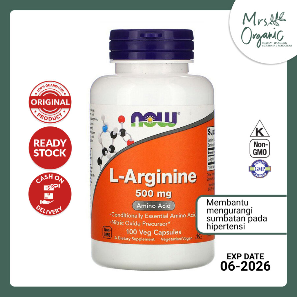 Jual NOW Vitamin L-Arginine 500 mg Isi 100 Capsule - Dukung Performa ...
