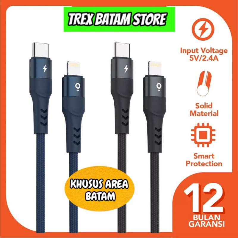 Jual KABEL DATA CAS IPHONE TYPE C TO LIGHTNING OLIKE D102 GARANSI 1 ...