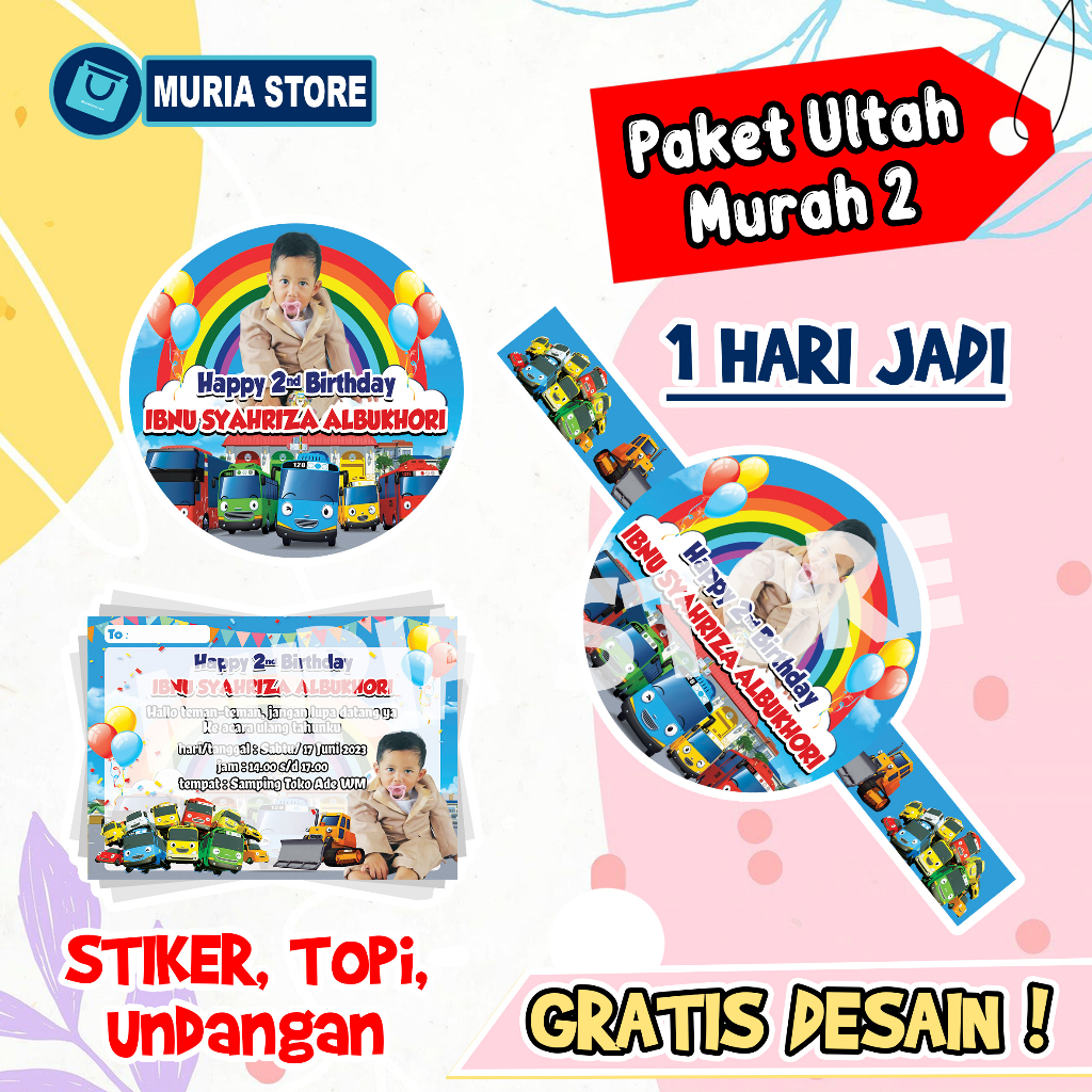 Jual Stiker Label - Undangan Ultah - Topi Ultah Custom Nama | Shopee ...