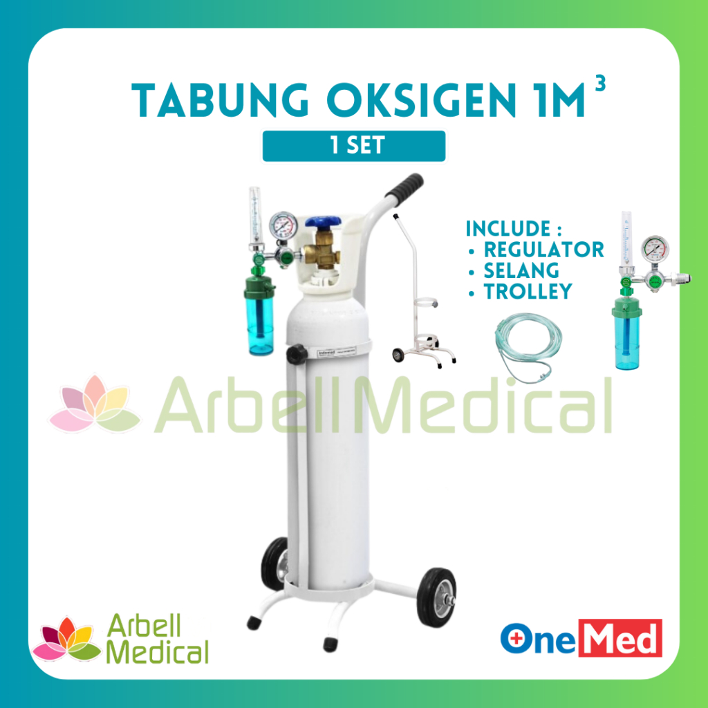 Jual Oksigen 1m3 Lengkap Tabung Oxygen Trolly Regulator OneMed | Shopee Indonesia