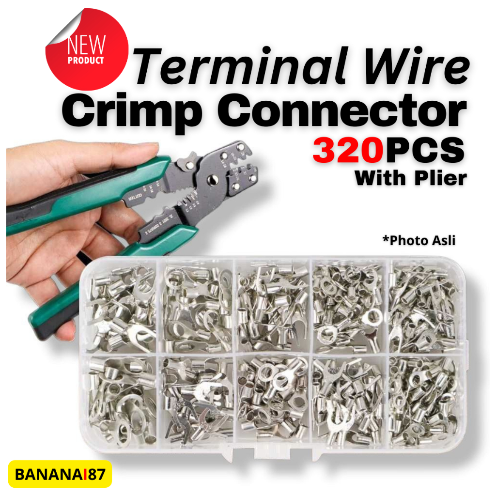 Jual Perkakas Terminal Wire Crimp Connector Kit 320 PCS with Plier Toolkit Tang Crimping ...
