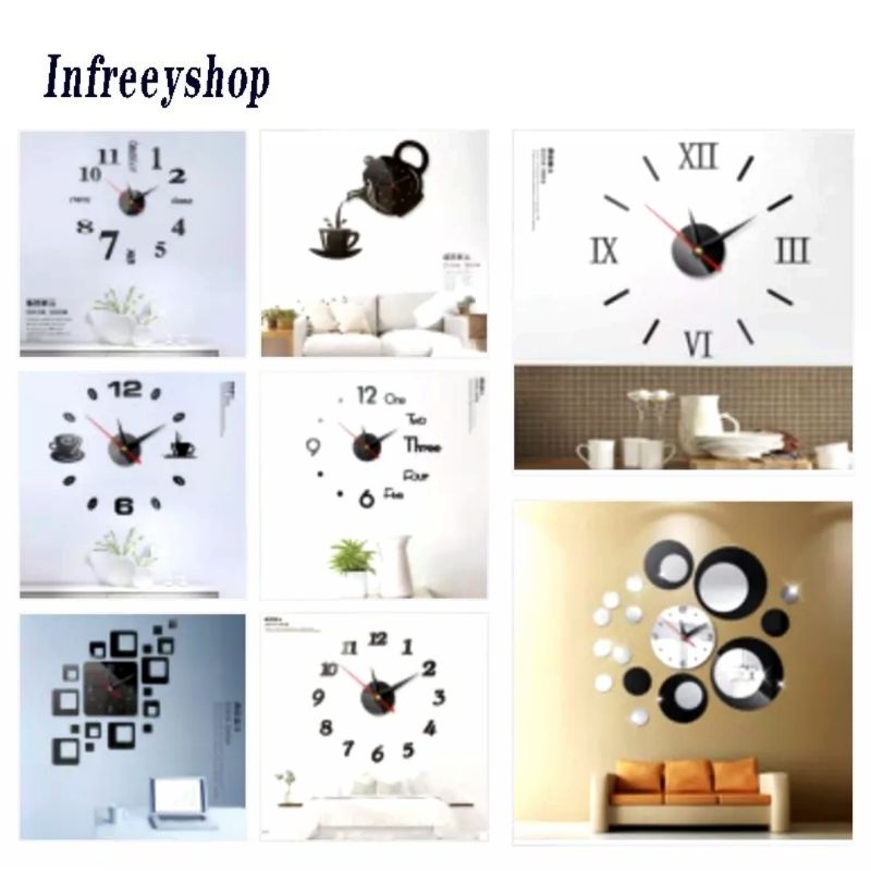 Jual Jam DIY Dinding rumah kantor Besar Diameter 40cm Silent Original ...