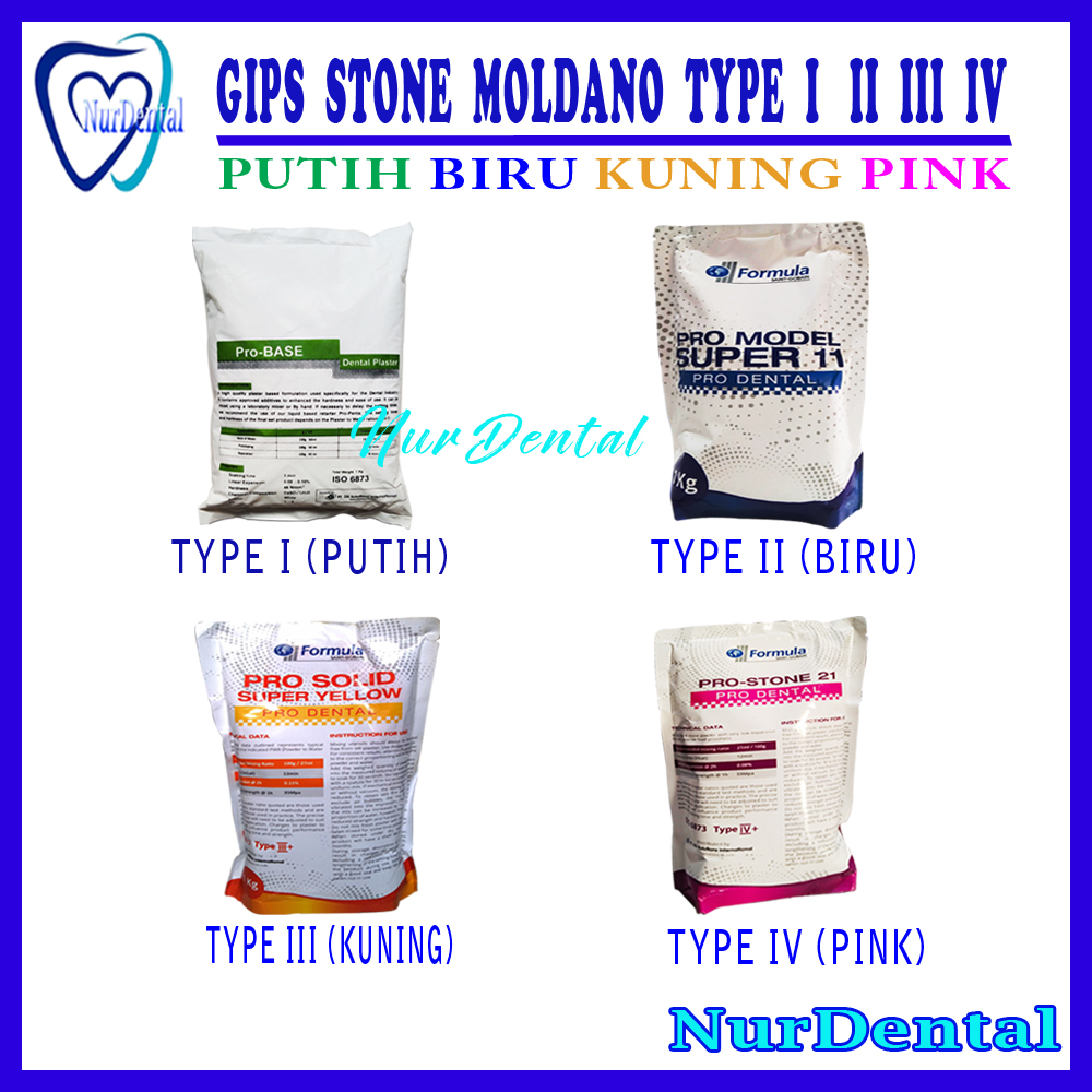 Jual DENTAL GIPS STONE MOLDANO PROBASE BAHAN CETAK GIGI TYPE I II III ...