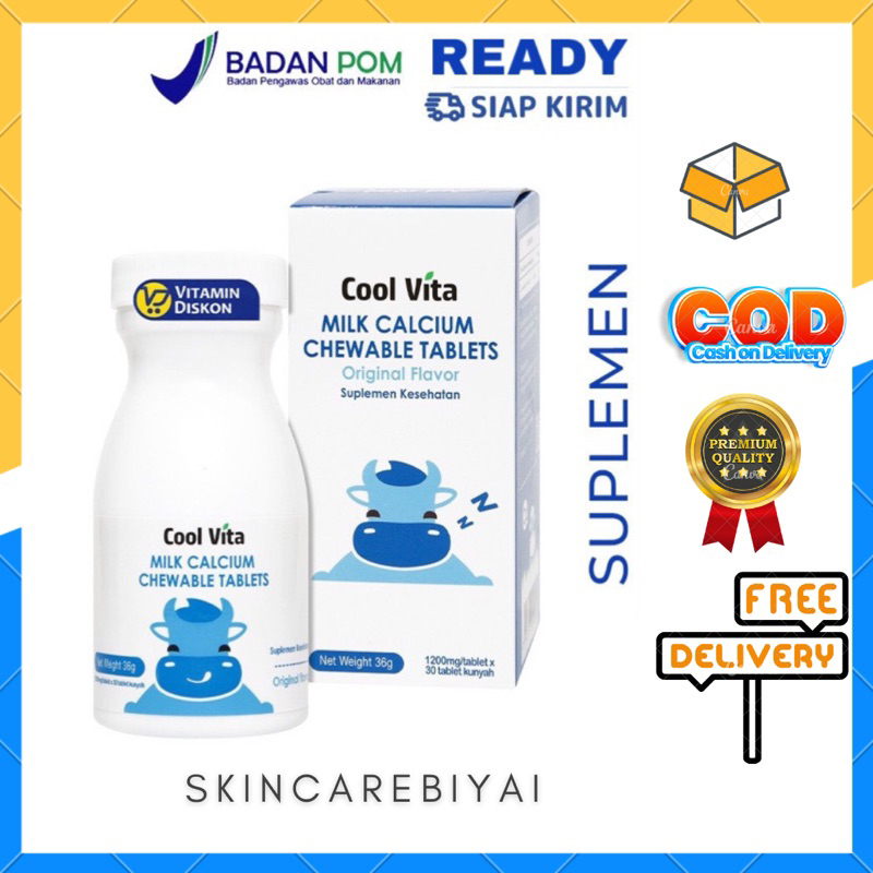 Jual COOLVITA MILK CALCIUM CHEWABLE ORIGINAL FLAVOR ISI 30 TABLETS ...