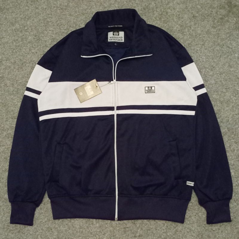 Jual Jaket Tracktop WO Navy garis putih premium jaket kasual pria ...