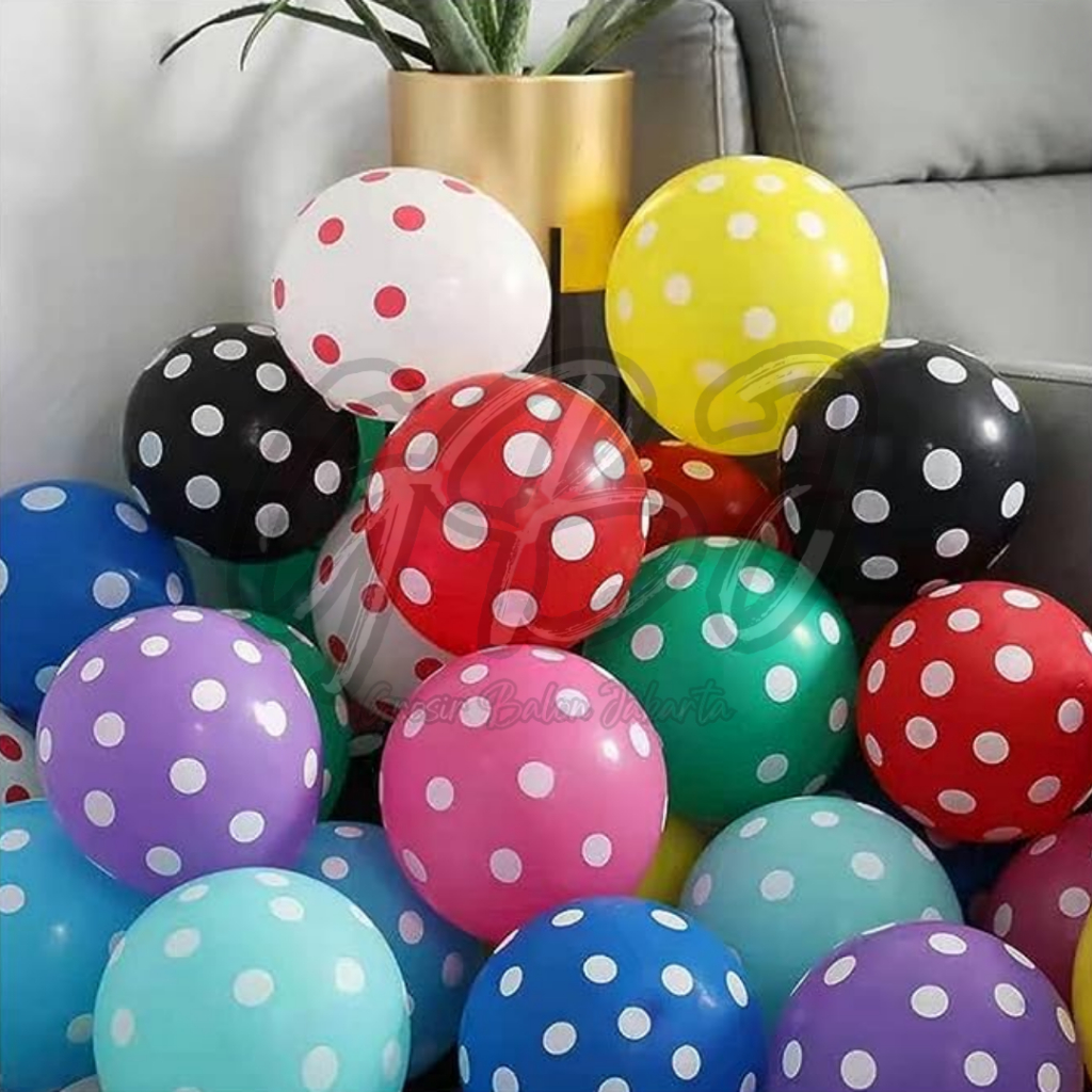 Jual (GROSIR) Balon Latex Motif Polkadot Tebal - 12 inch - isi 100pcs ...