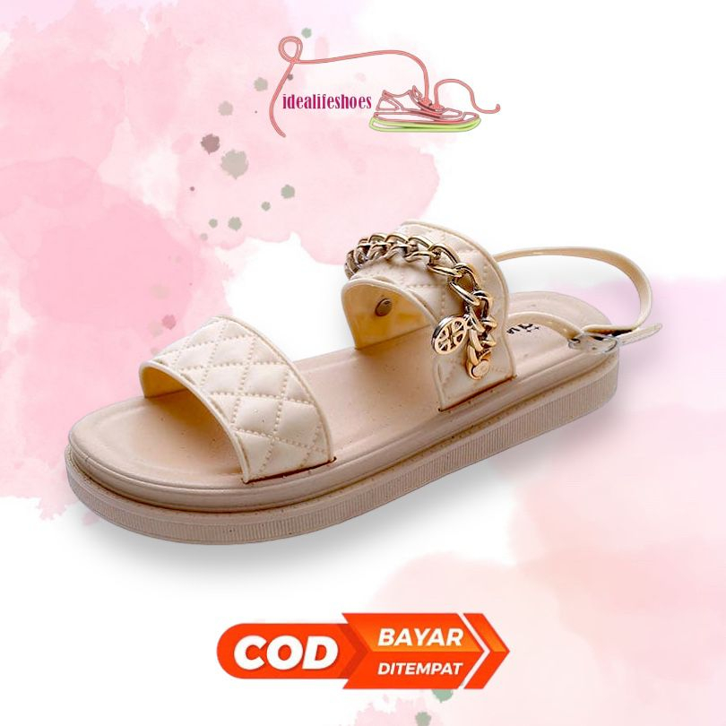 Jual IDEALIFESHOES SANDAL SEPATU TALI PVC GOLD WANITA IMPORT SANDAL ...