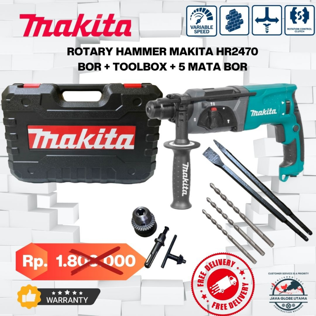 Jual BOR SDS MAKITA HR2470 3 FUNGSI (BOR DRILL) (NEW 100% & pilihan Bisa dengan toolbox ...