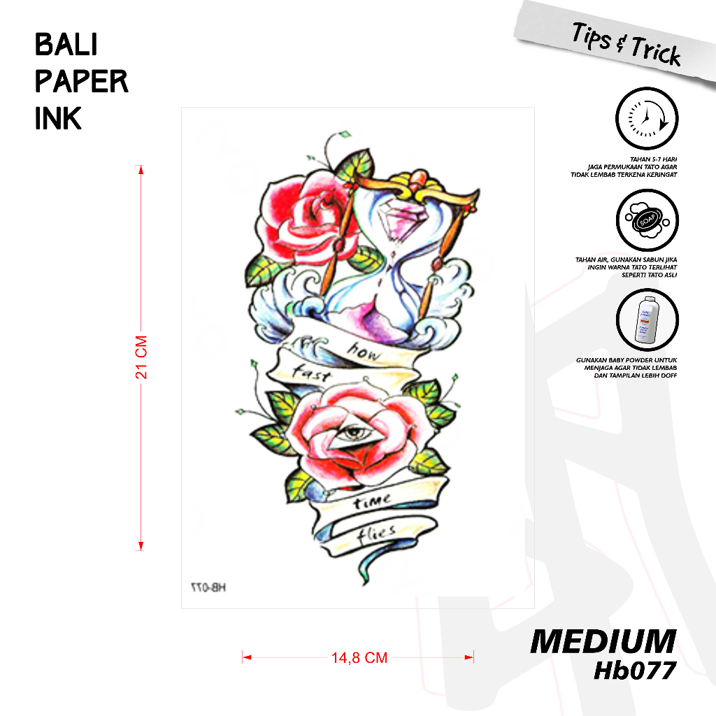 Jual Bali Paper Ink HB077 Mawar Tatto Temporary Basic Tato Temporer ...