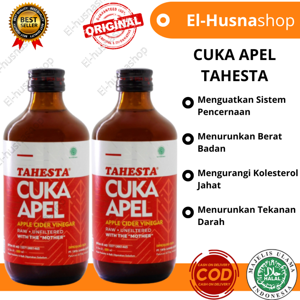Jual Cuka Apel Tahesta 320ml Original Apple Cider Vinegar Herbal ...