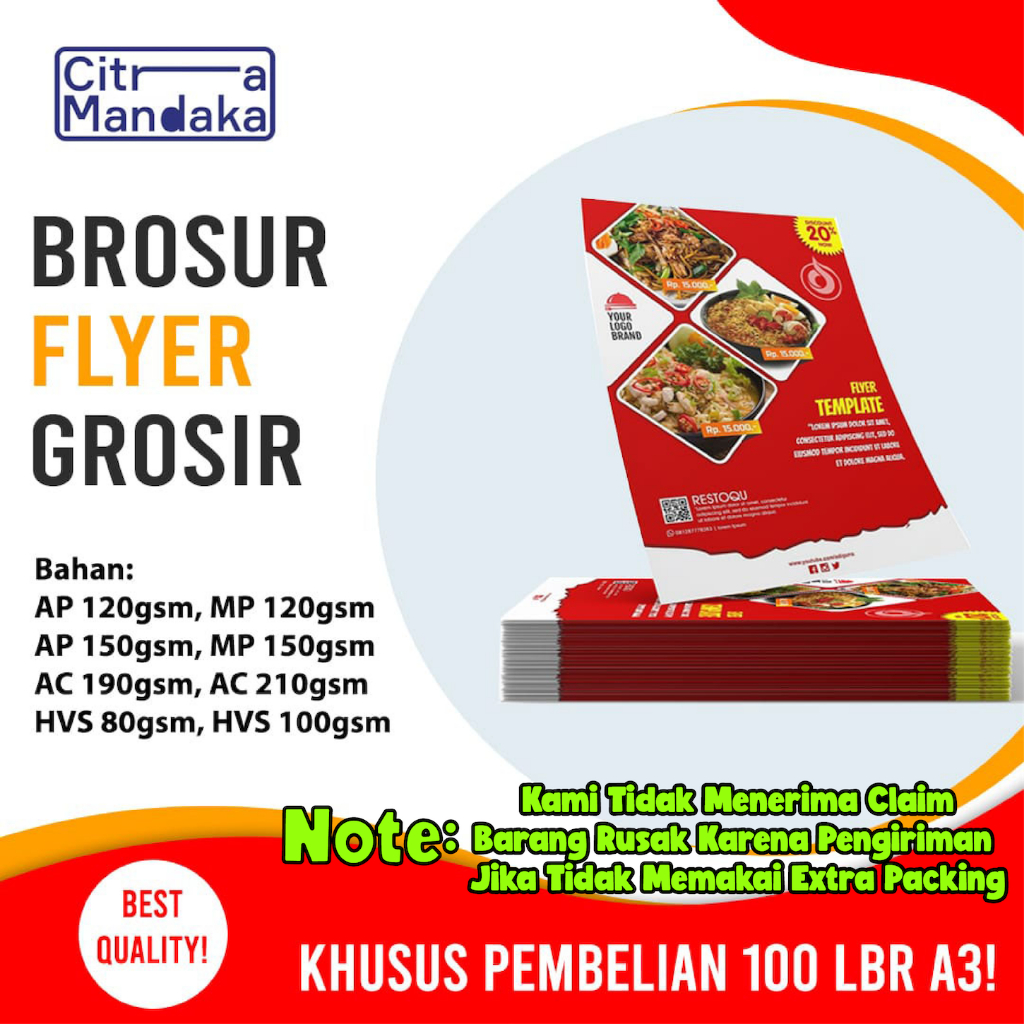Jual Cetak Brosur Custom Grosir 1 Sisi | Print Flyer 2 Sisi | Shopee ...