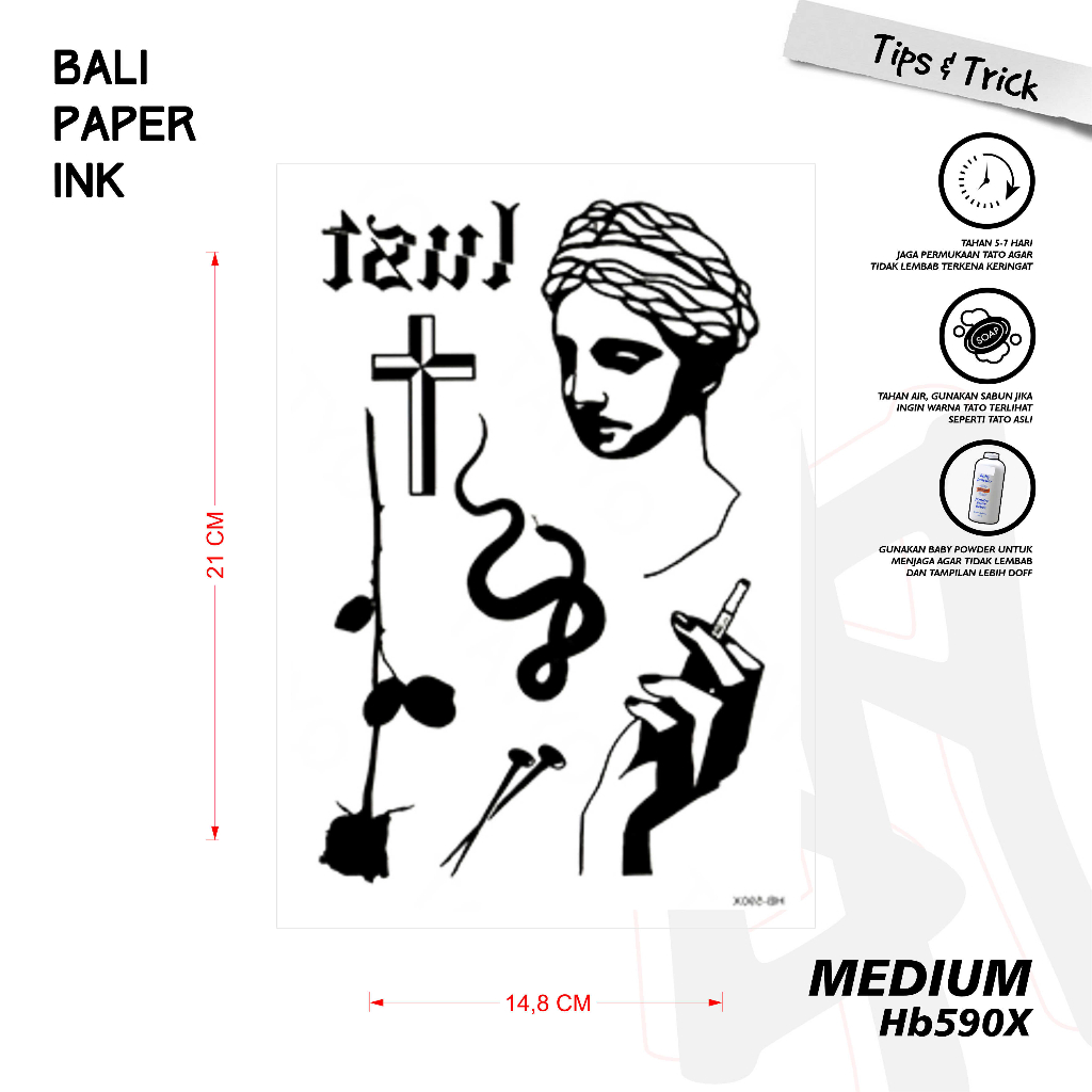 Jual Bali Paper Ink HB590X Oldschool Tatto Temporary Basic Tato ...