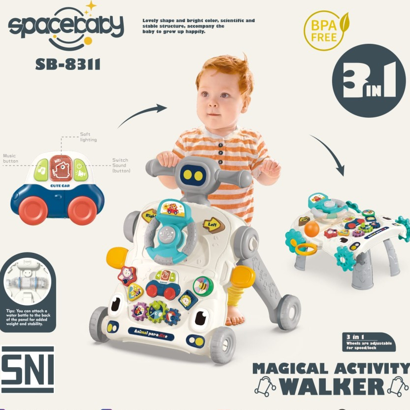 Jual Baby Push Walker - Spacebaby Activity Walker 3 In 1 SB-8311 (SB ...