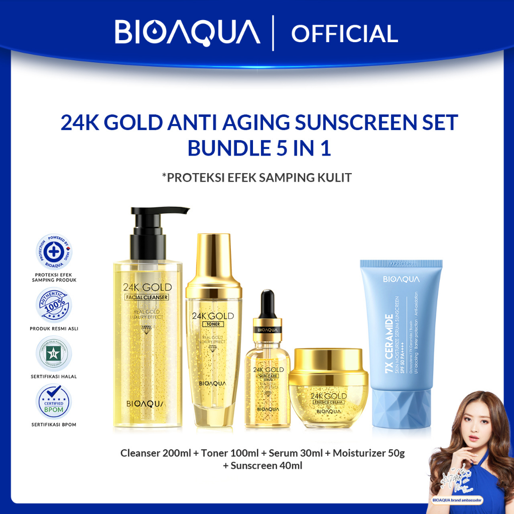 Jual BIOAQUA 24K Gold Anti aging With Sunscreen Wajah / Brightening ...