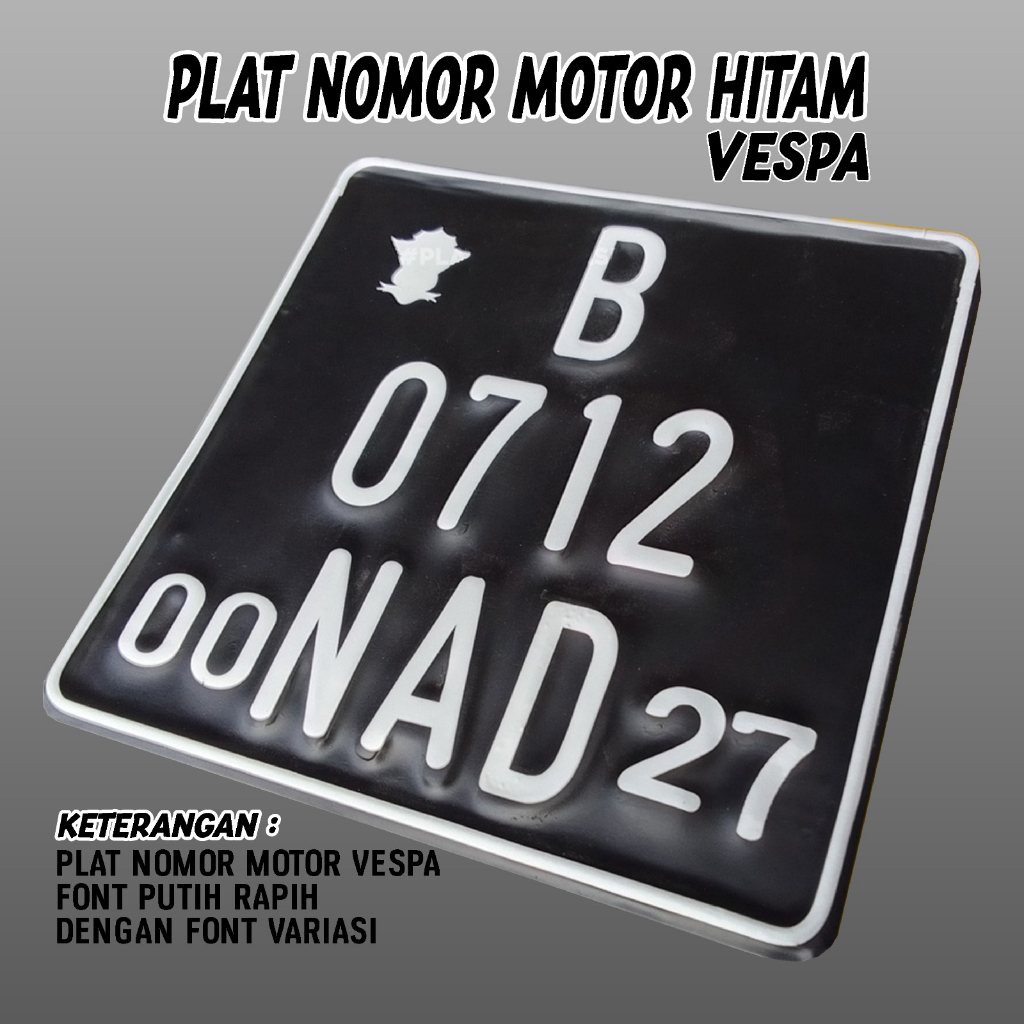 Jual plat nomor kotak Plat nomor motor vespa Hitam harga Terjangkau ...