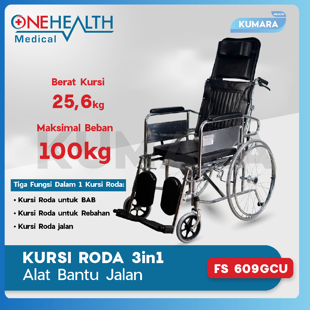 Jual ONEHEALTH - Kursi Roda FS 609 GCU / Kursi Roda Selonjor + Baring ...
