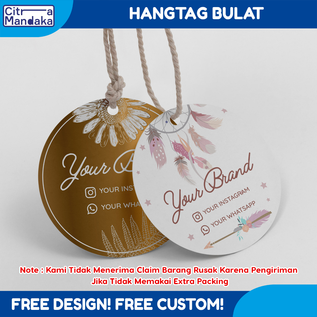 Jual Hang Tag Custom Cutting Bulat 1 Sisi | Cetak Label Merk Baju | Tag ...