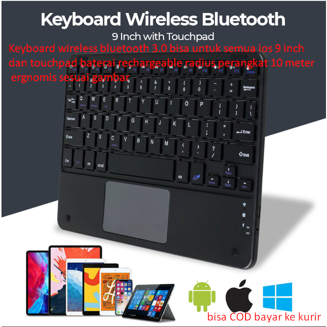 Jual Keyboard wireless bluetooth 3.0 bisa untuk semua ios 9 inch dan ...