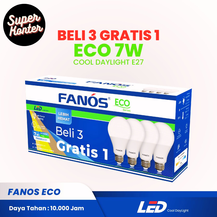 Jual Lampu FANOS ECO LED Light Bulb Pack 7 Watt | Shopee Indonesia