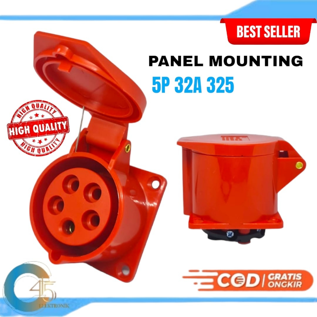 Jual Panel Mounting 5P 32A 325 Electric Industrial Socket Panel ...