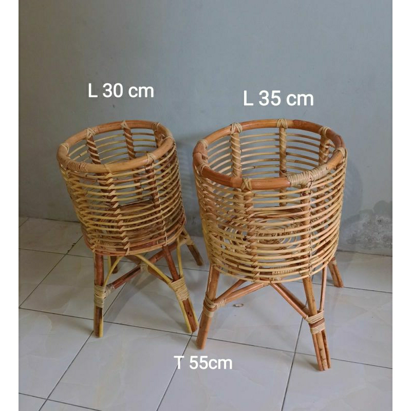 Jual standing pot standing planter rotan diameter 35cm | Shopee Indonesia