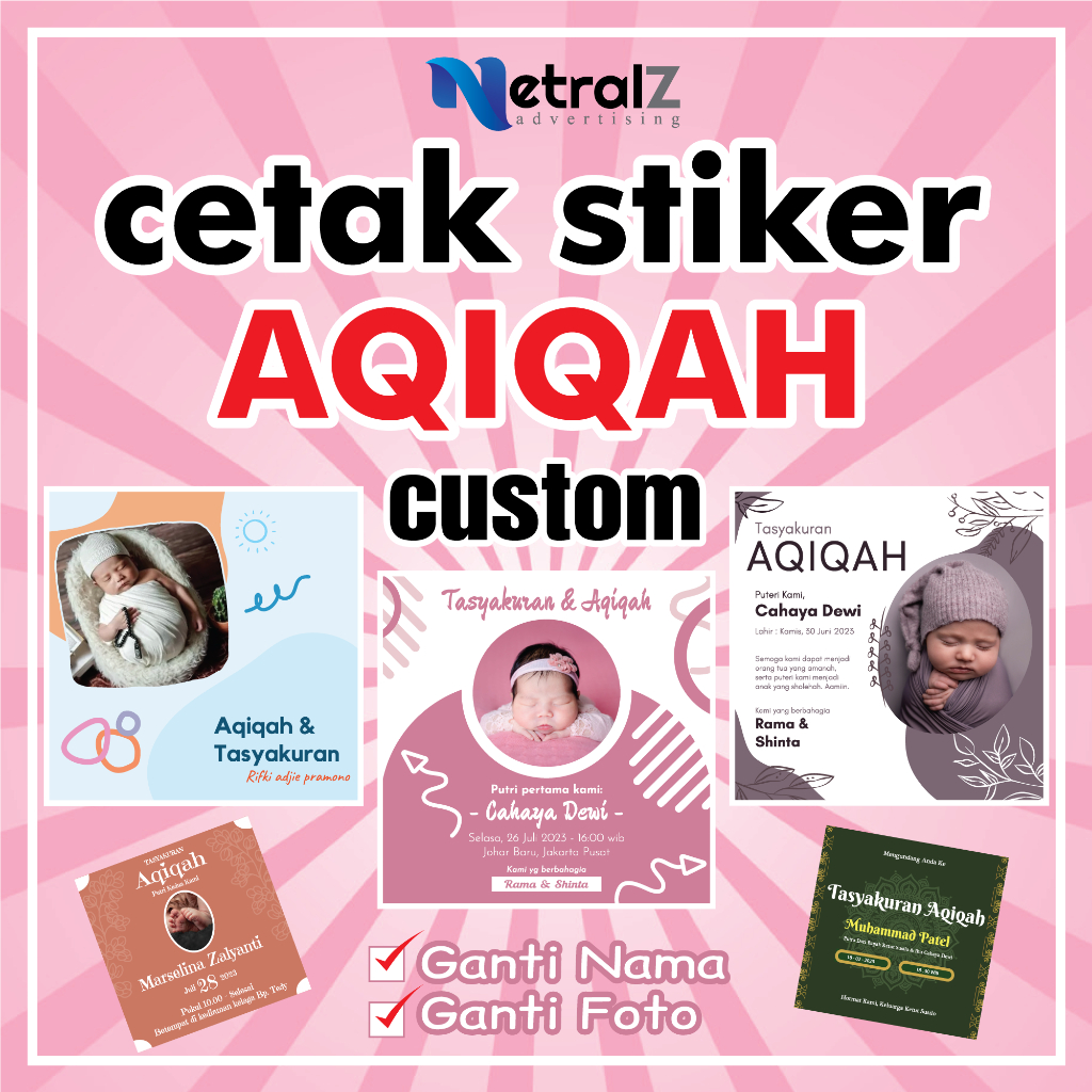 Jual CETAK SRIKER AQIQAH/CETAK STIKER SYUKURAN AQIQAH/STICKER AQIQAH ...