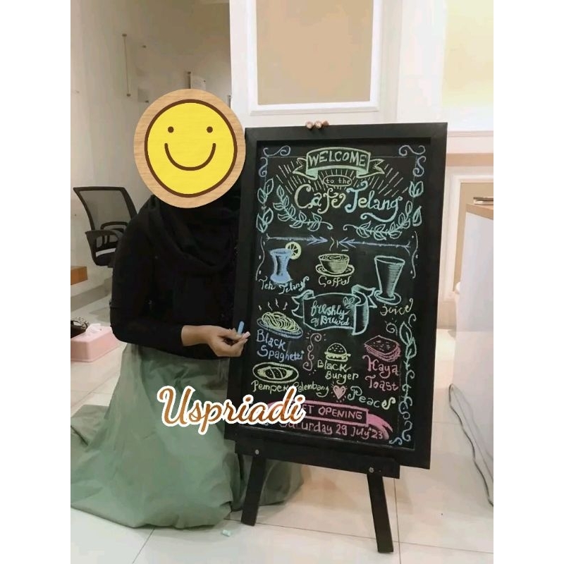 Jual PAPAN TULIS KAPUR + STABDING TRIPOD PAPAN MENU CAFE KAKI PAPAN ...
