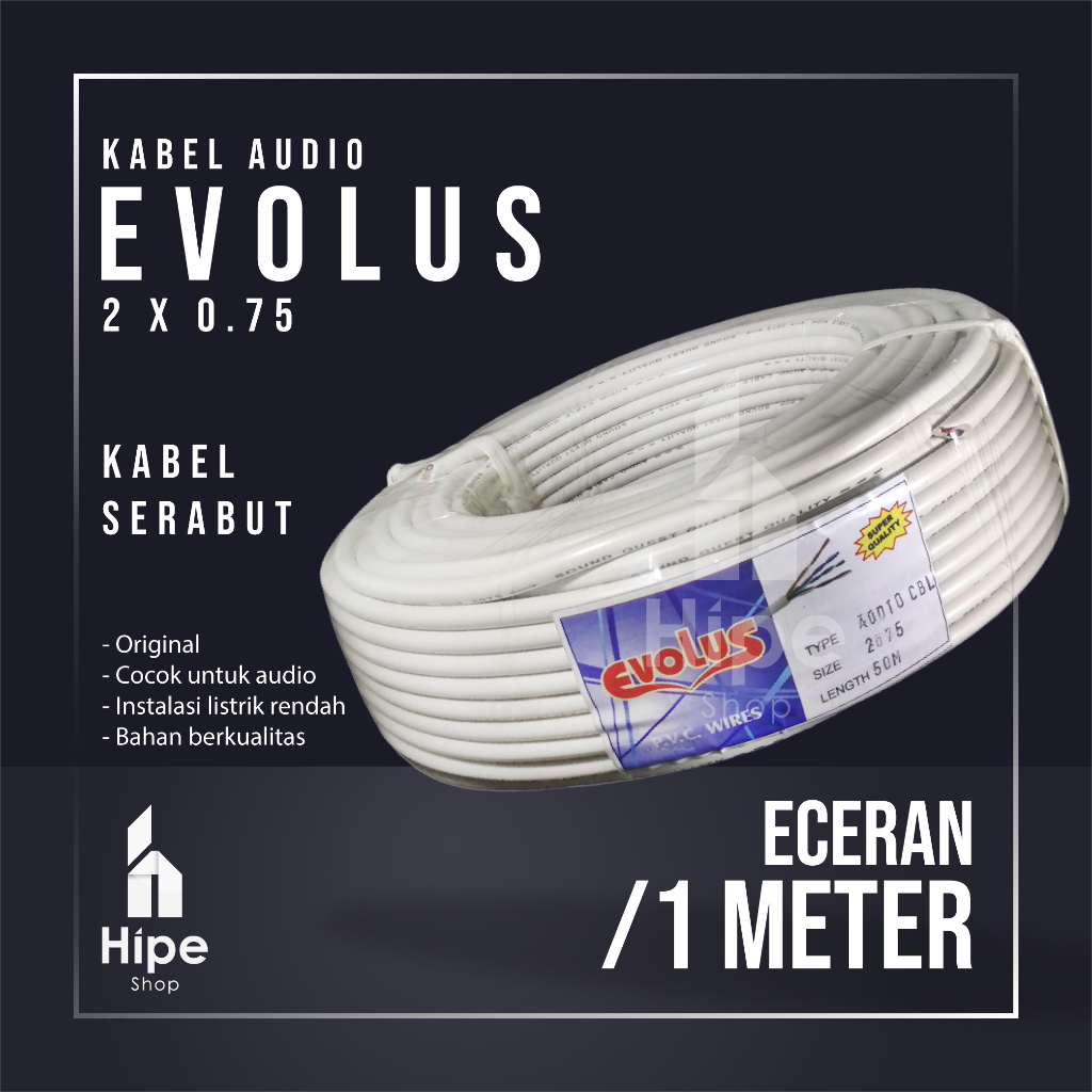 Jual Kabel Audio Evolus 2x0.75 Serabut / Electrical audio Speaker cable | Shopee Indonesia