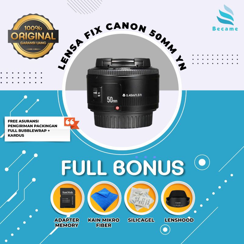 Jual Lensa Fix yn Canon 50mm F1.8 Bokeh Mulus Ada Bonus | Shopee Indonesia