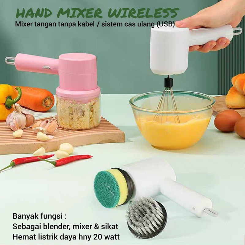 Jual HAND MIXER WIRELESS / 2in1 HAND MIXER DAN BLENDER PORTABLE ...