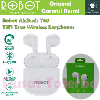 Jual Headset Bluetooth Robot T60 Wireless Earphone TWS Airbuds Original ...