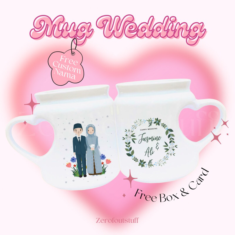 Jual CUSTOM MUG LOVE WEDDING / MUG COUPLE / KADO WEDDING / KADO NIKAHAN ...
