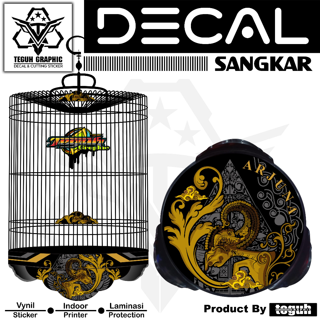 Jual Stiker Sangkar Murai Motif Arjuna Decal Sangkar Murai Batu Custom ...