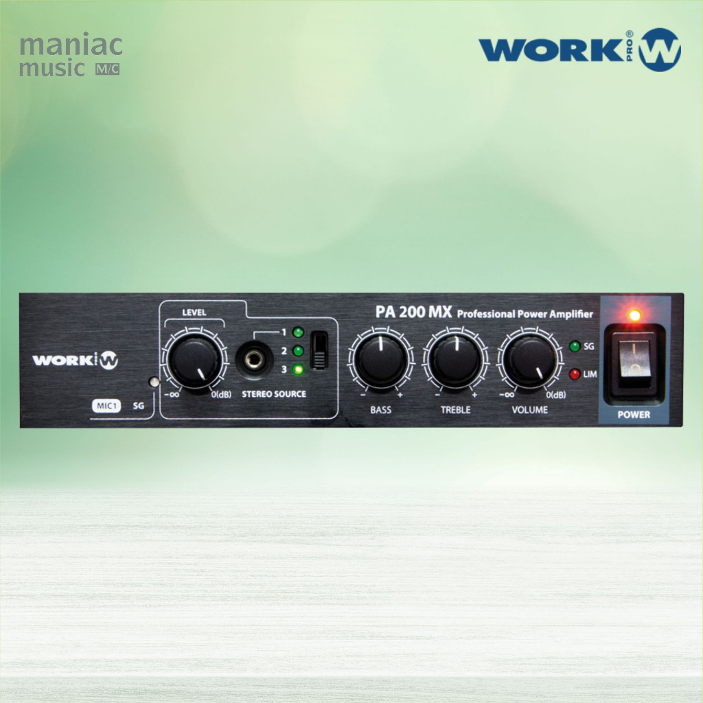 Jual WorkPro PA 200 MX - Amplifier. Mixer. 2 x 100W. 8 Ohm. 70 100V. RJ4. RS 485 Command ...