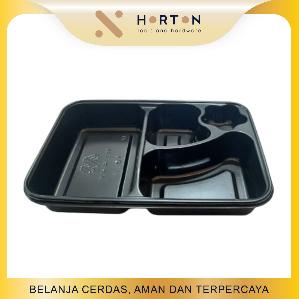 Jual Kotak Makan Plastik / Mika Tray Bento Kotak Hitam 4 Sekat / Box ...