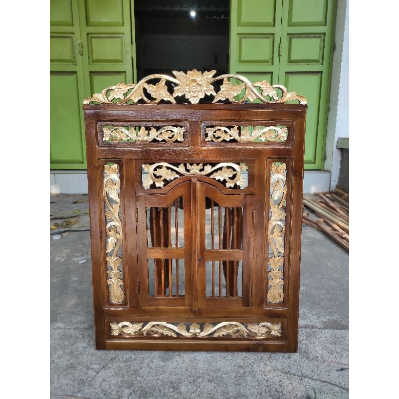 Jual Hiasan dinding Krepyak Jendela motif ukiran kembang ukuran 80 x 60 ...