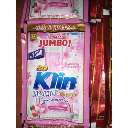 Jual So Klin Liquid Cair Sabun Cuci Jumbo | 1 Renceng Isi 15 Sachet ...