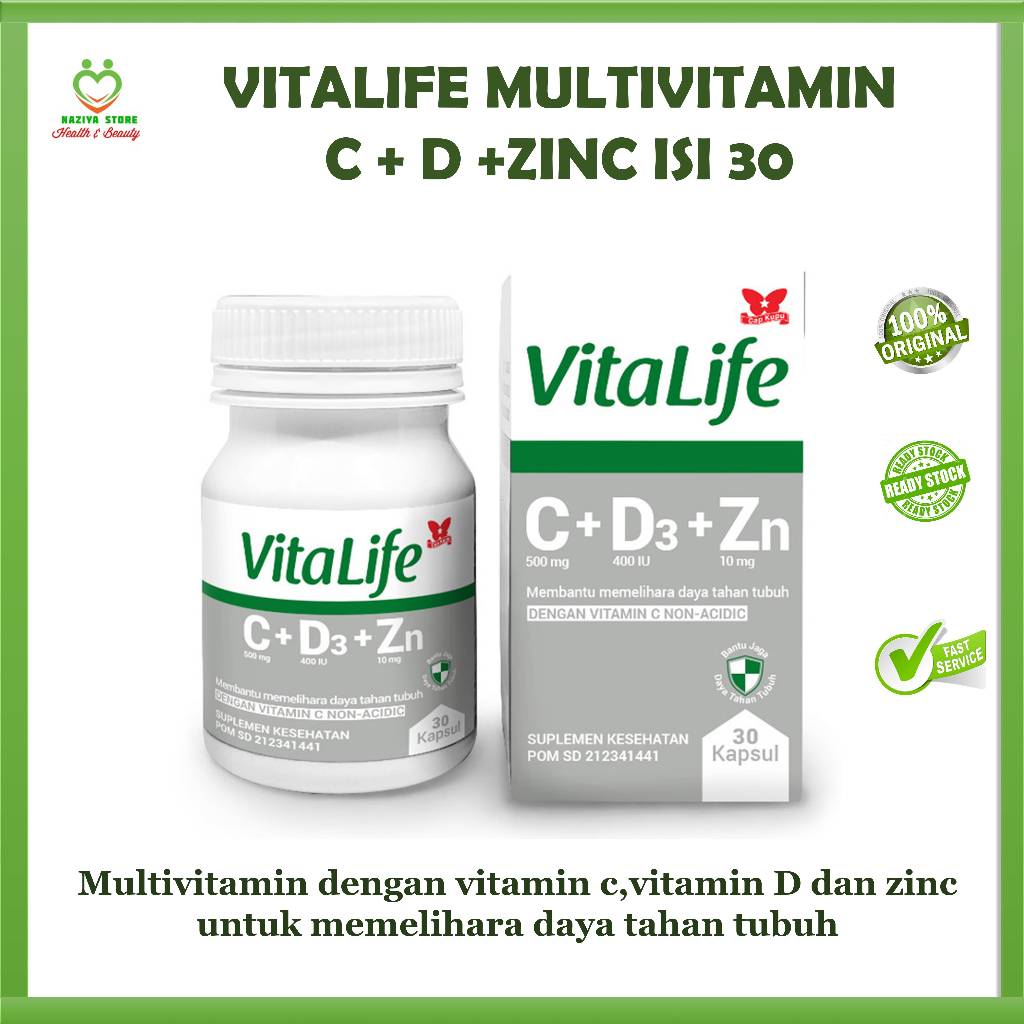 Jual VITALIFE MULTIVITAMIN C+D3+Zn 30 Kapsul - Multivitamin Lengkap Jaga Daya Tahan Tubuh ...