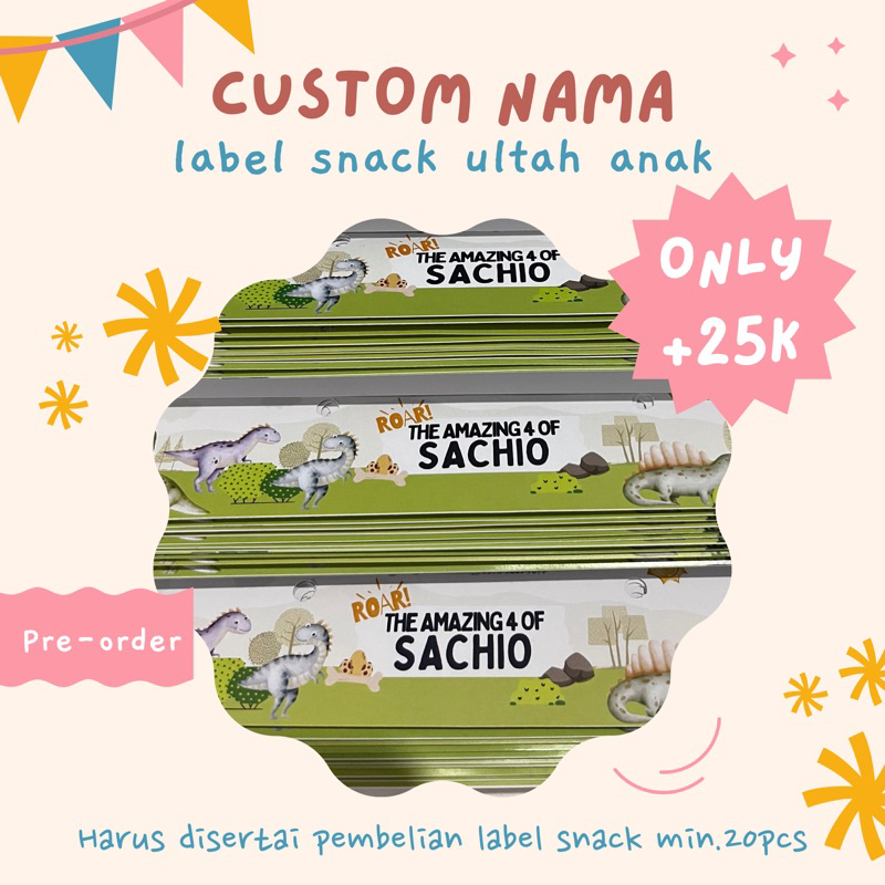 Jual CUSTOM NAMA LABEL SNACK ULANG TAHUN GOODIEBAG / PLASTIK SNACK ...