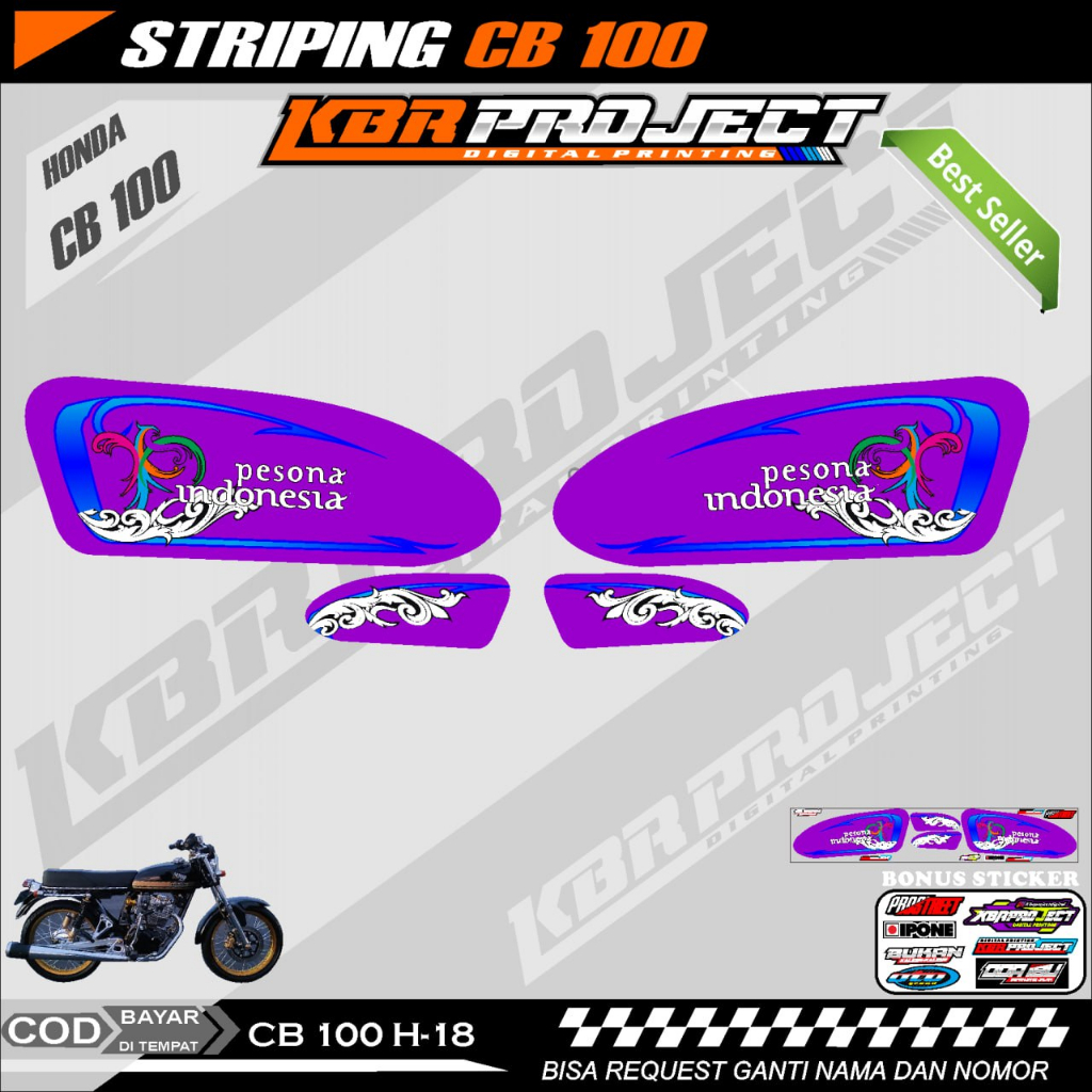 Jual CB 100 STIKER STRIPING PRIMIUM MOTOR KEREN LIS VARIASI CB 100 ...