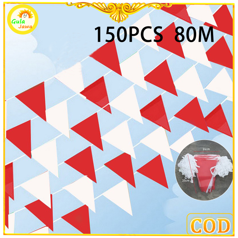 Jual 150pcs Banner Bendera Merah Putih Segitiga / Bendera HUT RI / 17 ...