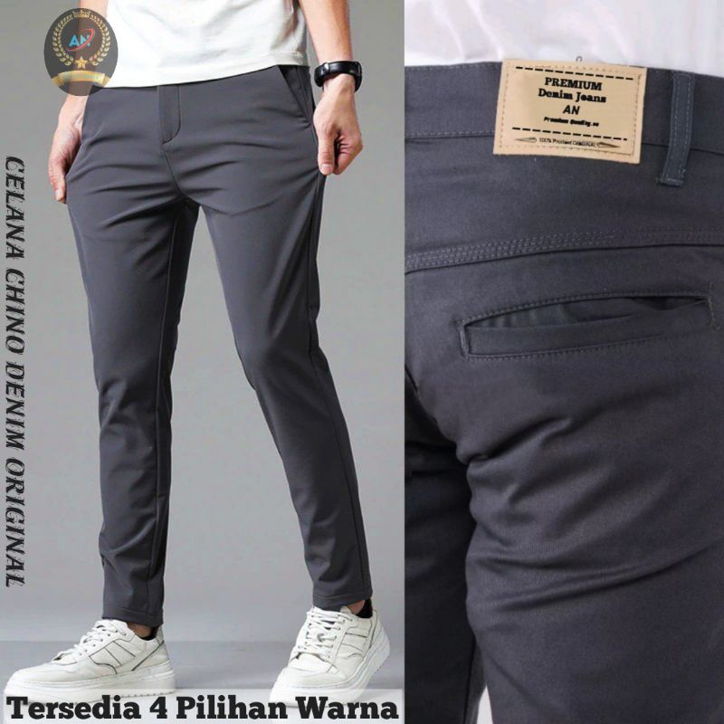 Jual CELANA CHINO Panjang pria Slimfit KERJAHARIAN Santai Casual Formal Hitam Abu Cream Mocca ...